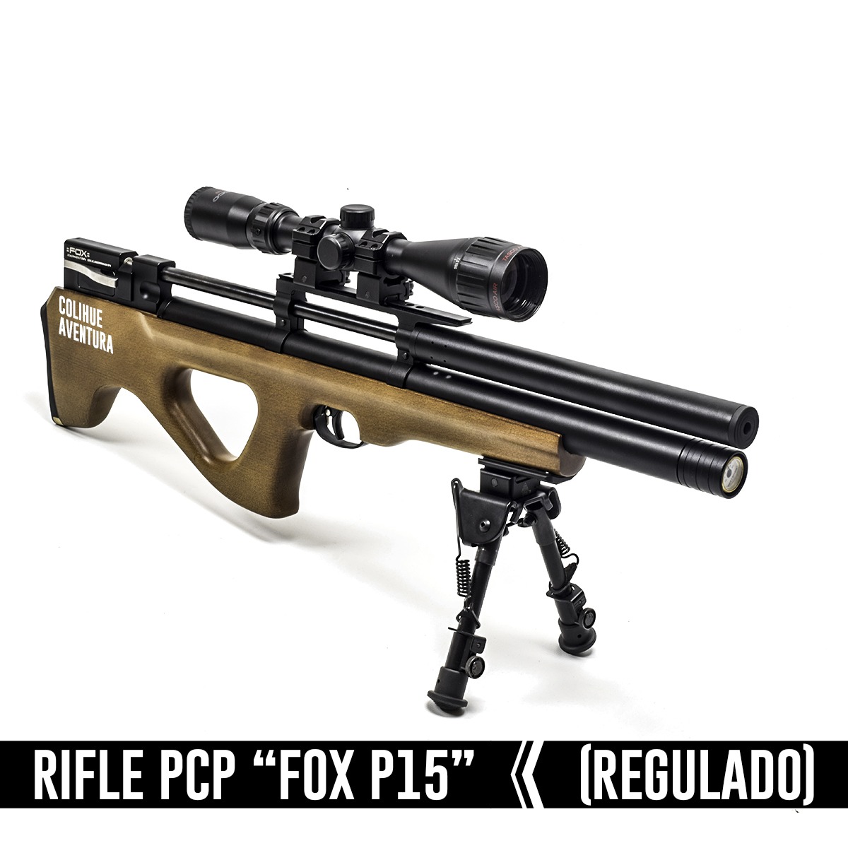 Rifle PCP Fox P15 cal 5,5mm - Cargador 9 disparos - Colihue Aventura