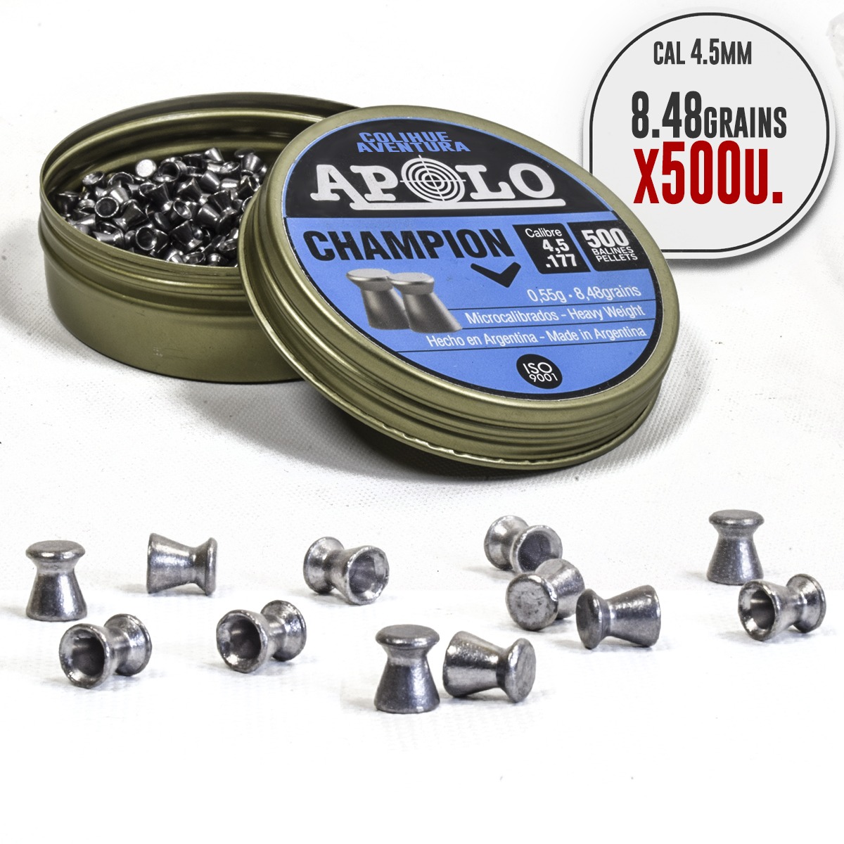 Balines Apolo Champion // cal 4.5mm - 8.48gr (x500) - Colihue Aventura