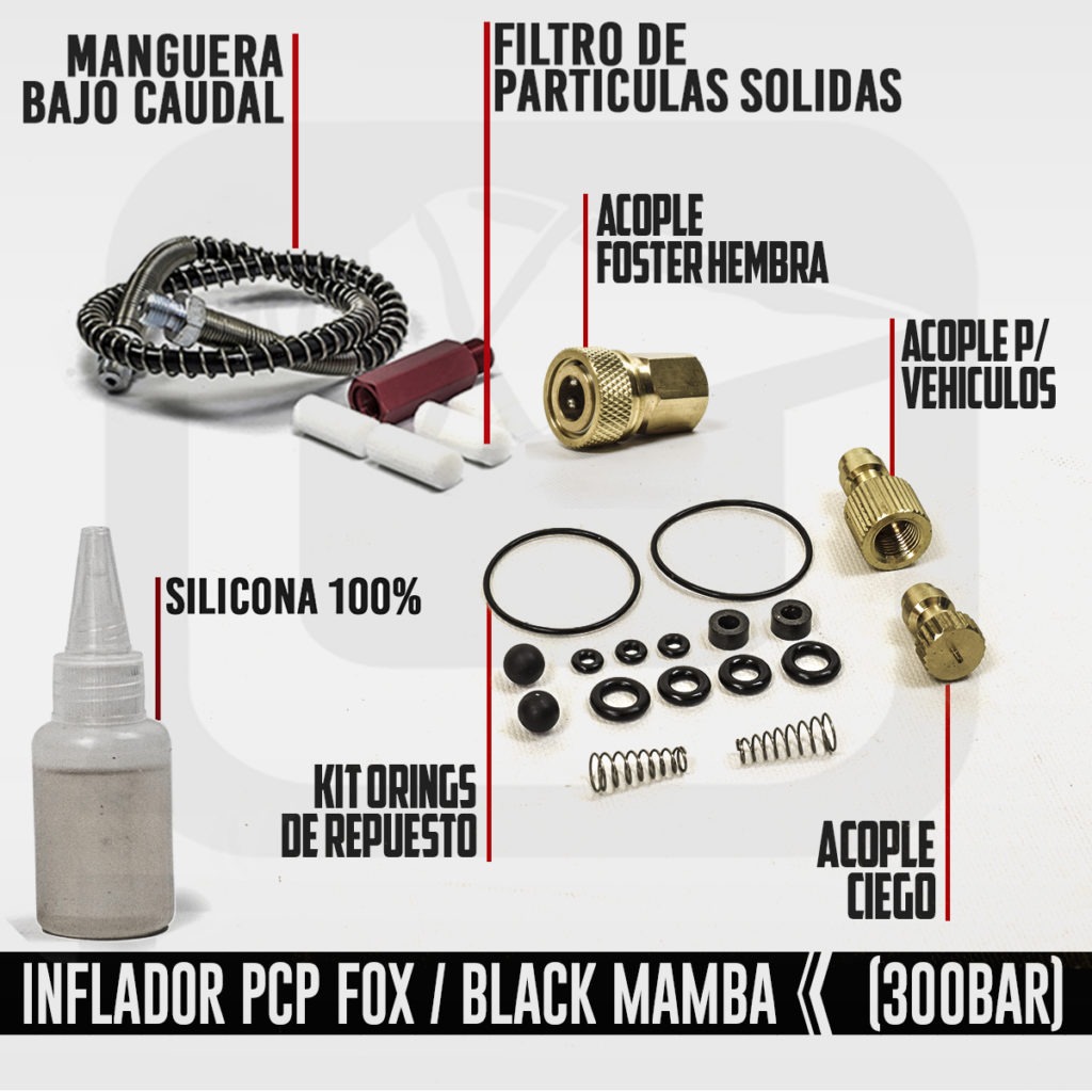 Combo: Fox M25 cal 6,35mm + Inflador Fox / Black Mamba - Colihue Aventura
