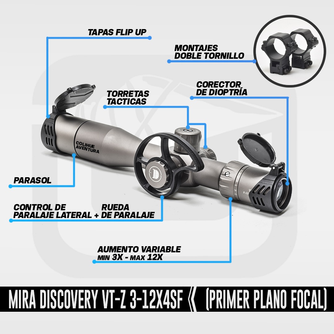MIra Telescopica Discovery VT-Z 3-12x40 SF FPP - Colihue Aventura