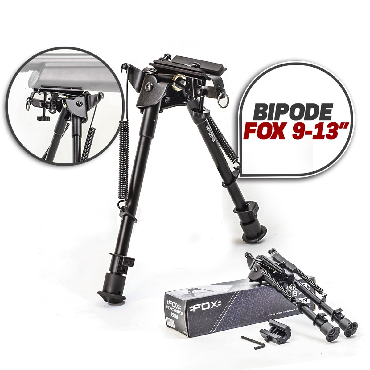 Bipode Tactico Fox A9-13 - Acero UltraLiviano - Colihue Aventura