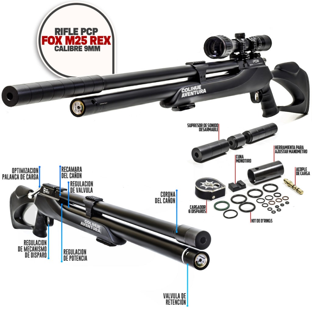 Rifle PCP Fox M25 cal 9mm Custom REX - Colihue Aventura