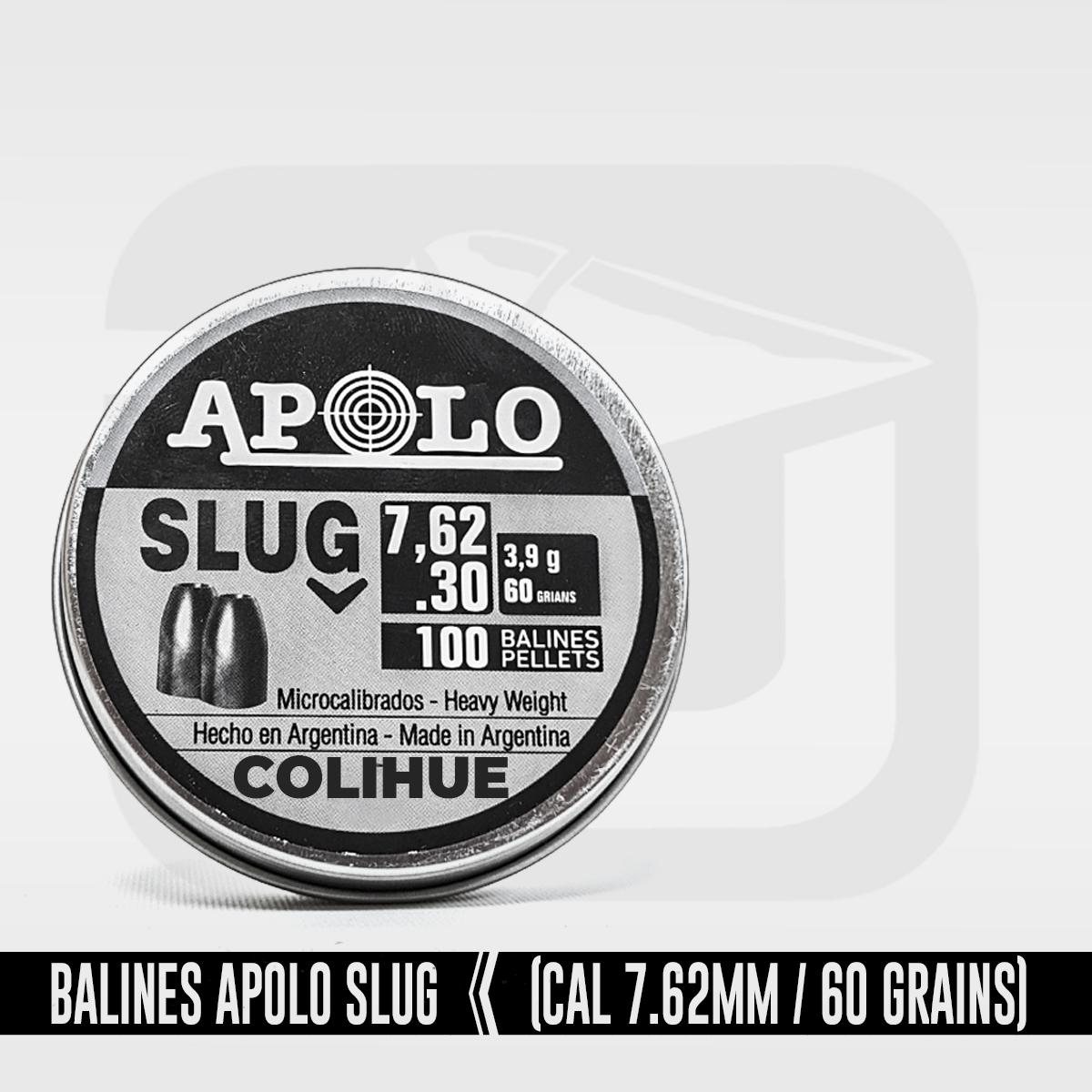 Balines Apolo Slug cal 7.62mm - 60 grains - x100u. - Colihue Aventura
