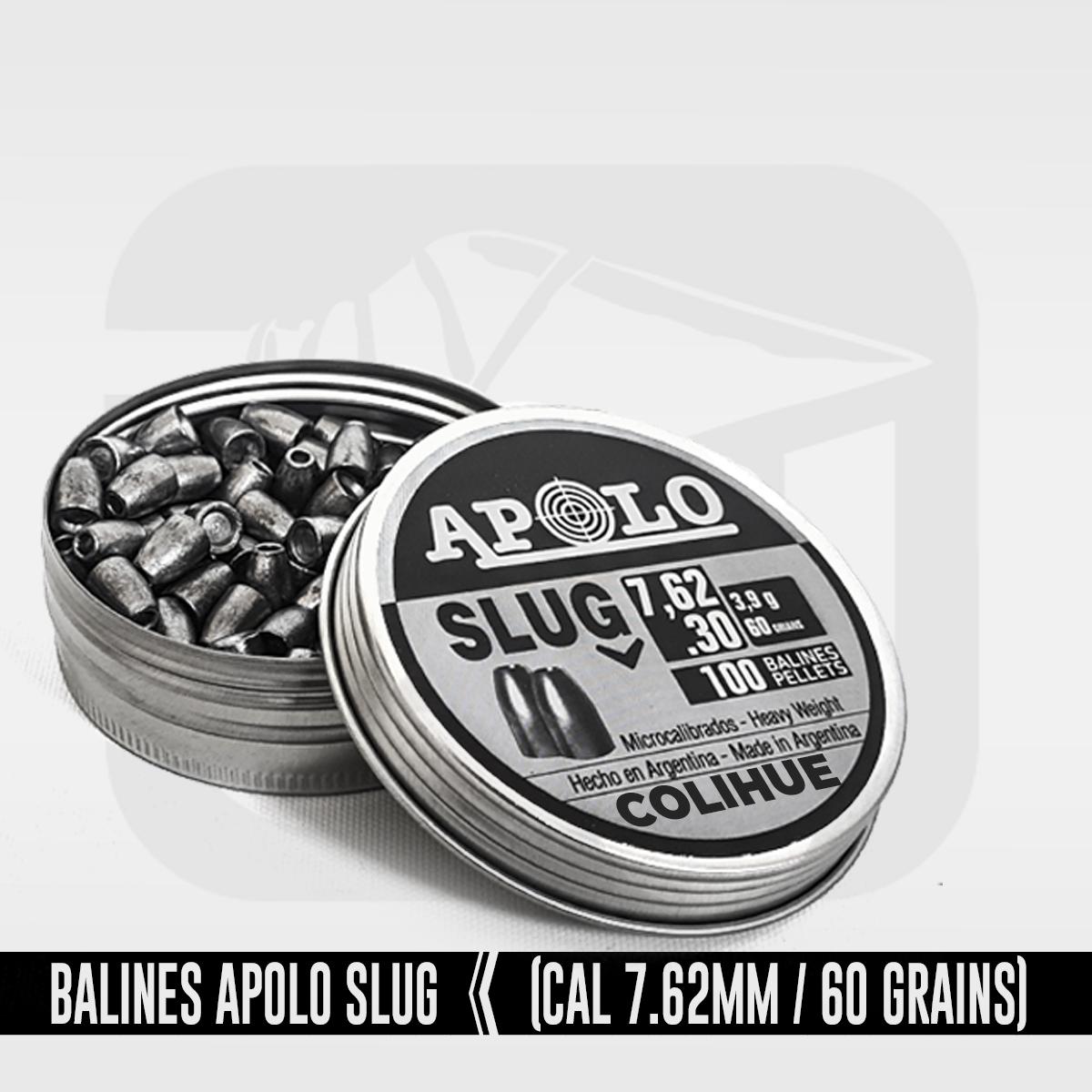 Balines Apolo Slug cal 7.62mm - 60 grains - x100u. - Colihue Aventura